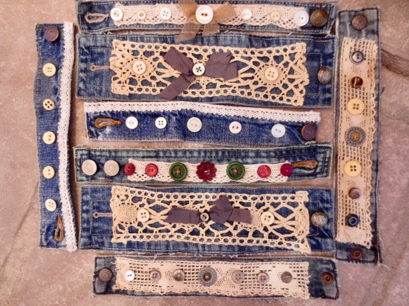 Blue Jean Denim Cuff Ankle Bracelet Anklet, Vintage Boho Hippie ...