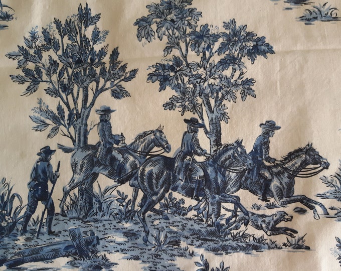 Vintage Blue and White Toile Fabric, French English Countryside - Etsy