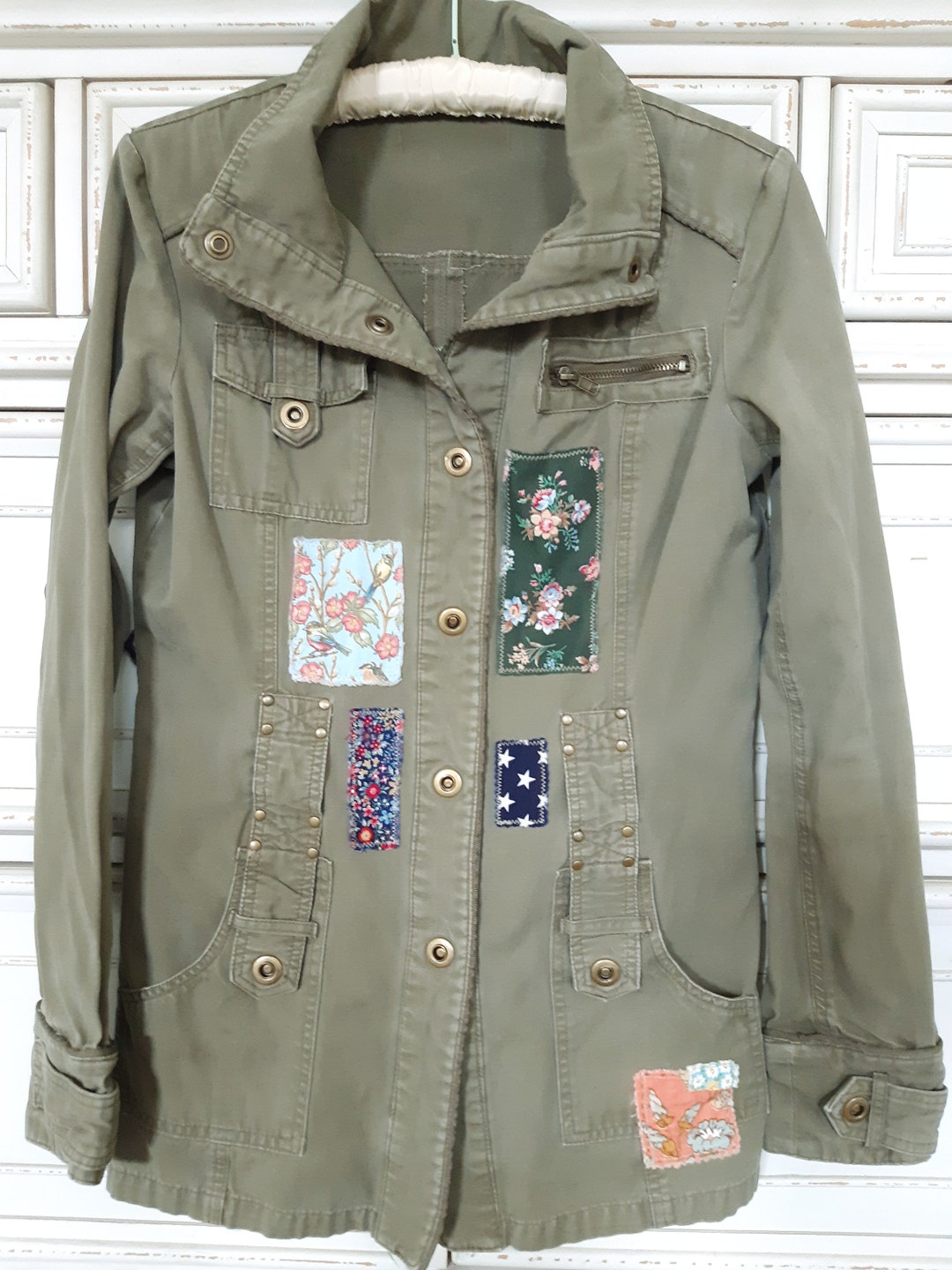 Upcycled Army Green Surplus Utility Cargo Jacket, Military, Reworked ...