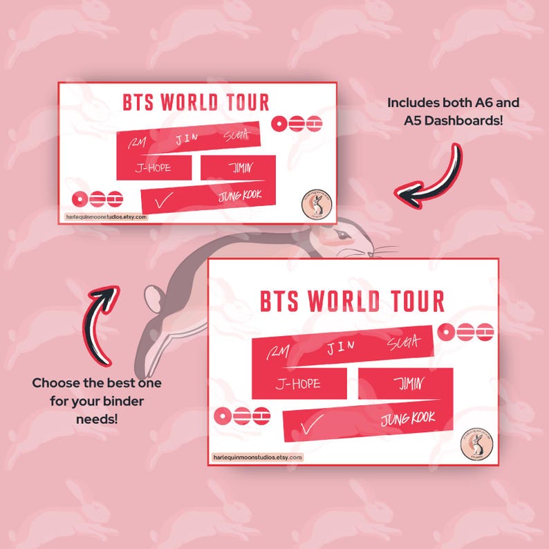 BTS Concert Savings Challenge | ARMY A6 Tracker & Envelope (digital ...