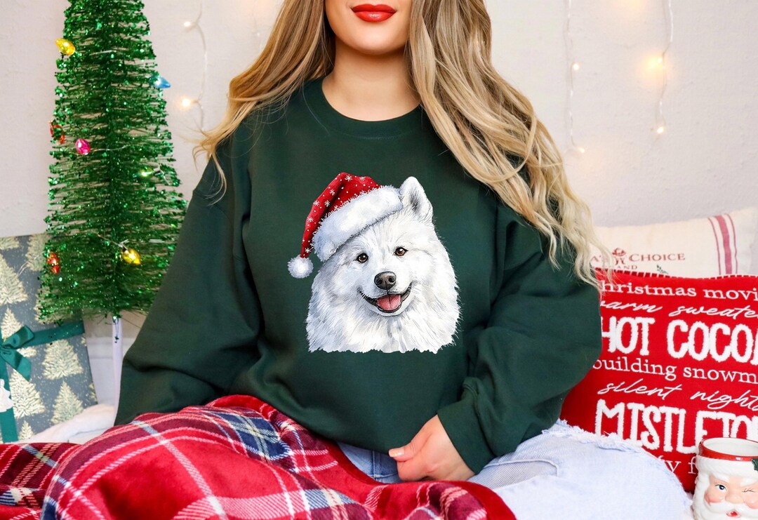 Samoyed Christmas Sweatshirt, Santa Samoyed Dog Sweater, Christmas ...