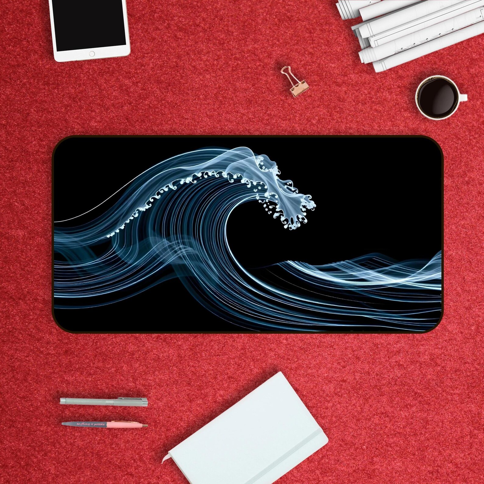 Great Wave Desk Mat | Large Mouse Pad for Office & Gaming | Non-slip ...