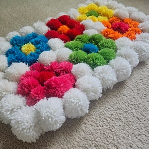 Flower Pom-pom Rug - Etsy