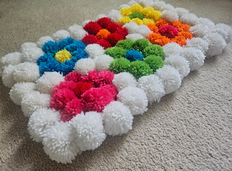 Flower Pom-pom Rug - Etsy