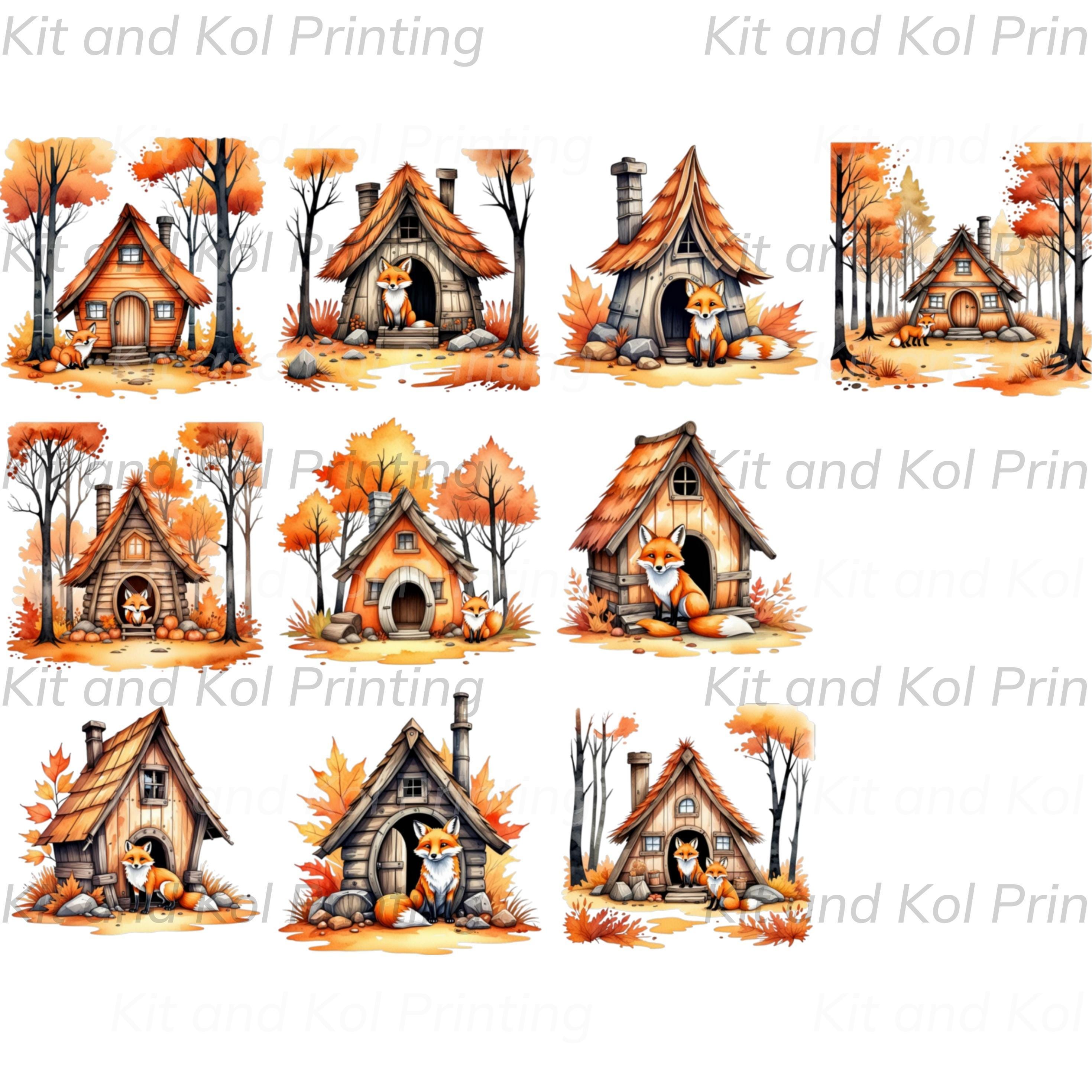 Autumn Fox Watercolor Clipart - Instant Download Sublimation Design - Etsy