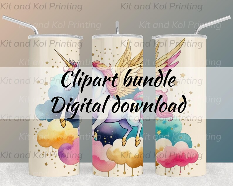 Magical Unicorn Clipart in Pastel Colors - Instant Download for ...