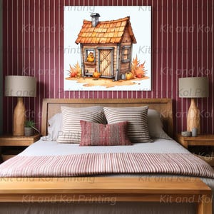 Autumn Chicken Hut Watercolor Clipart - Instant Download Sublimation ...