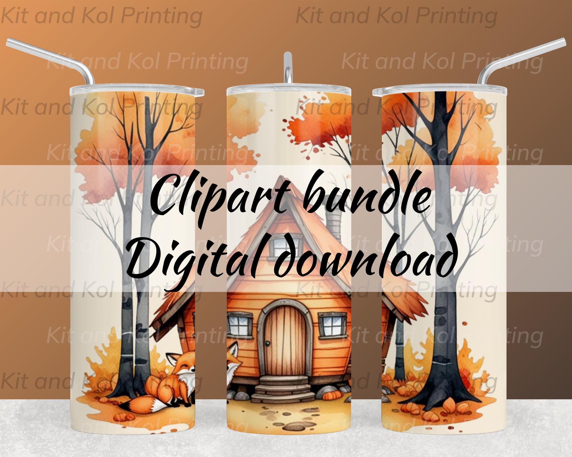 Autumn Fox Watercolor Clipart - Instant Download Sublimation Design - Etsy