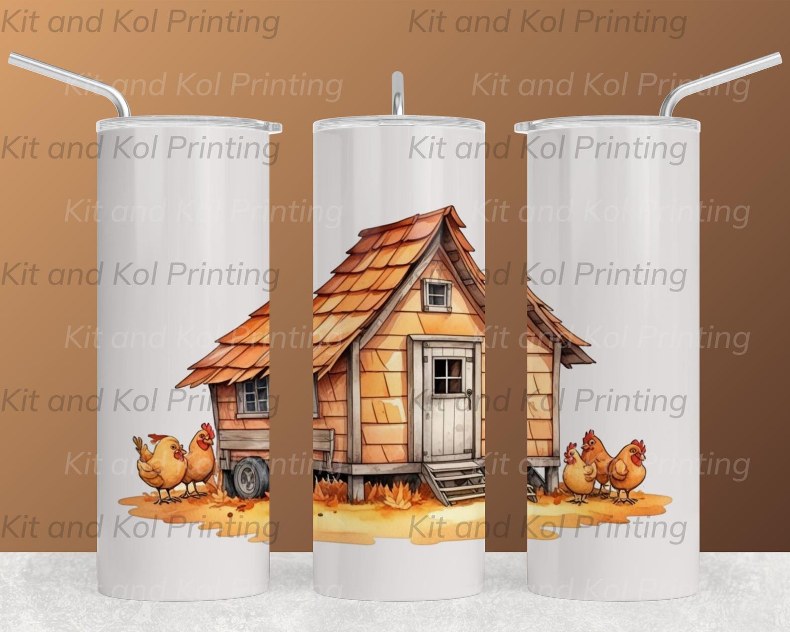 Autumn Chicken Hut Watercolor Clipart - Instant Download Sublimation ...