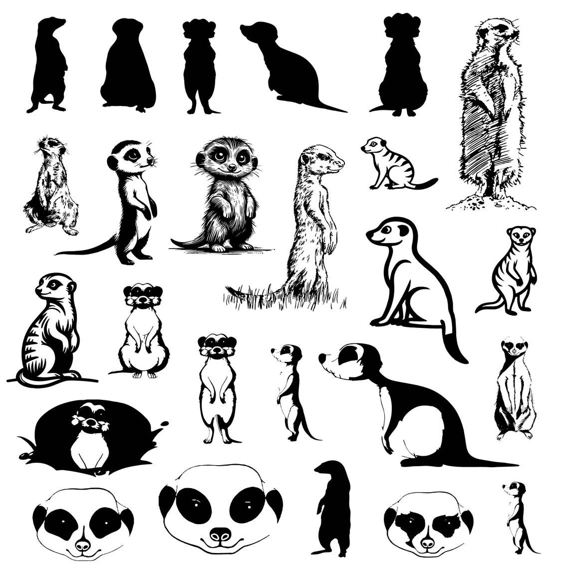 Meerkat Svg Bundle, Meerkat Clipart for Cricut, Cute Meerkat Silhouette ...