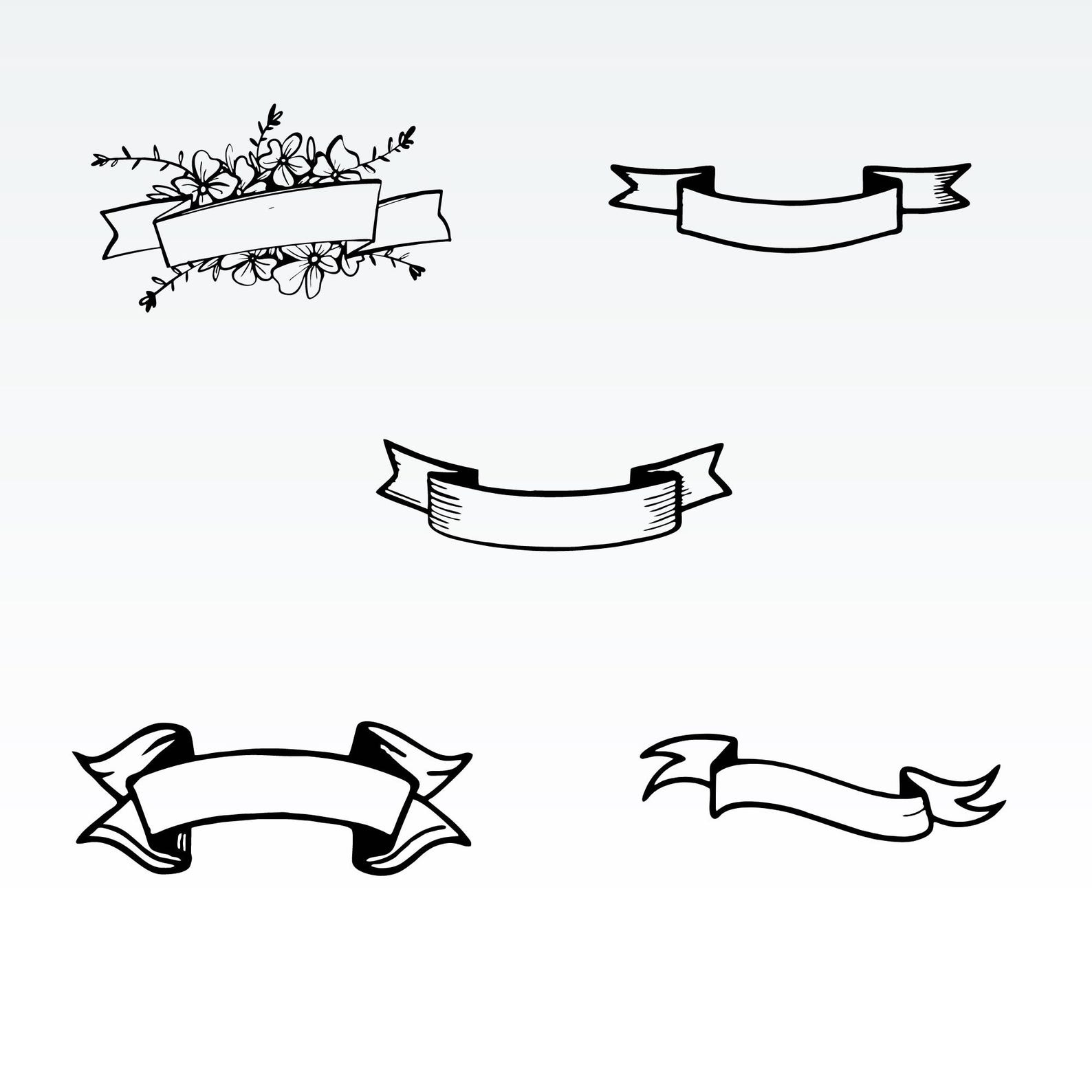 Banner Svg Bundle, Ribbon Banner Clipart for Cricut, Banner Silhouette ...