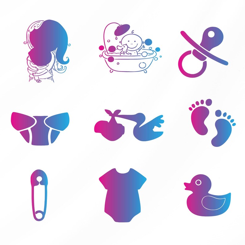 Baby Svg Bundle, Newborn Clipart for Cricut, Baby Silhouette, Baby ...