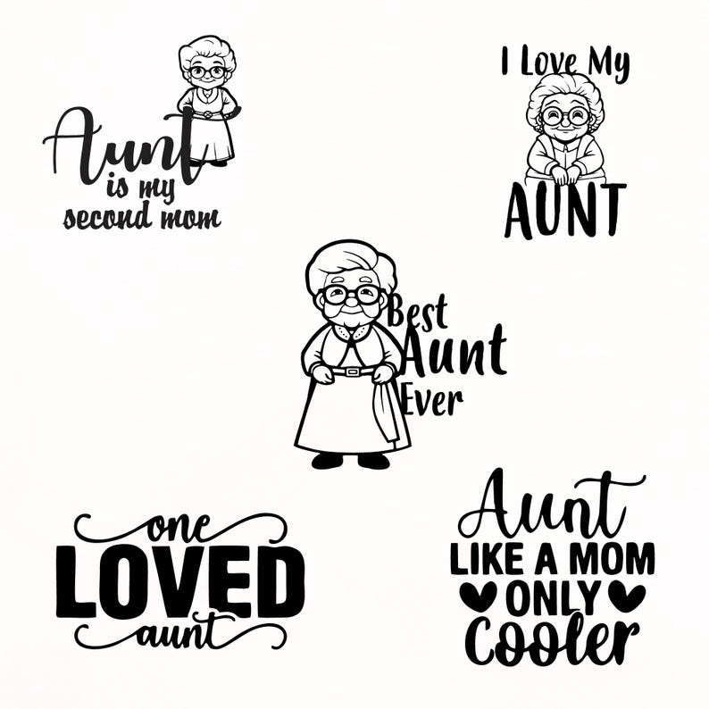 Aunt Svg Bundle, Aunt Clipart for Cricut, Auntie Silhouette, Aunt ...