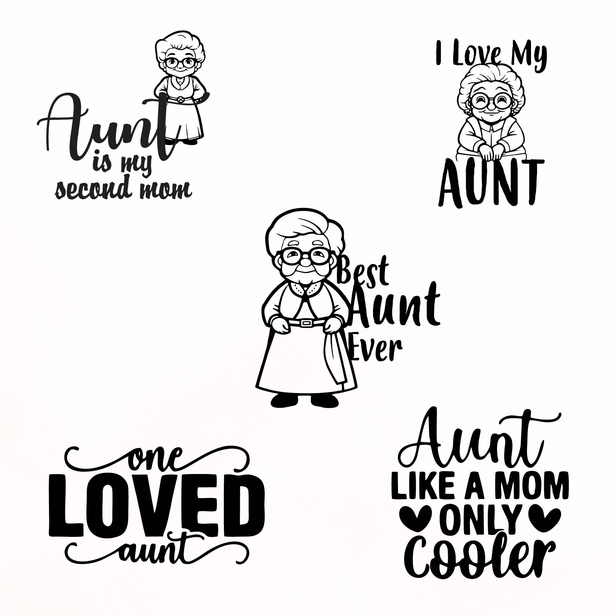 Aunt Svg Bundle, Aunt Clipart for Cricut, Auntie Silhouette, Aunt ...
