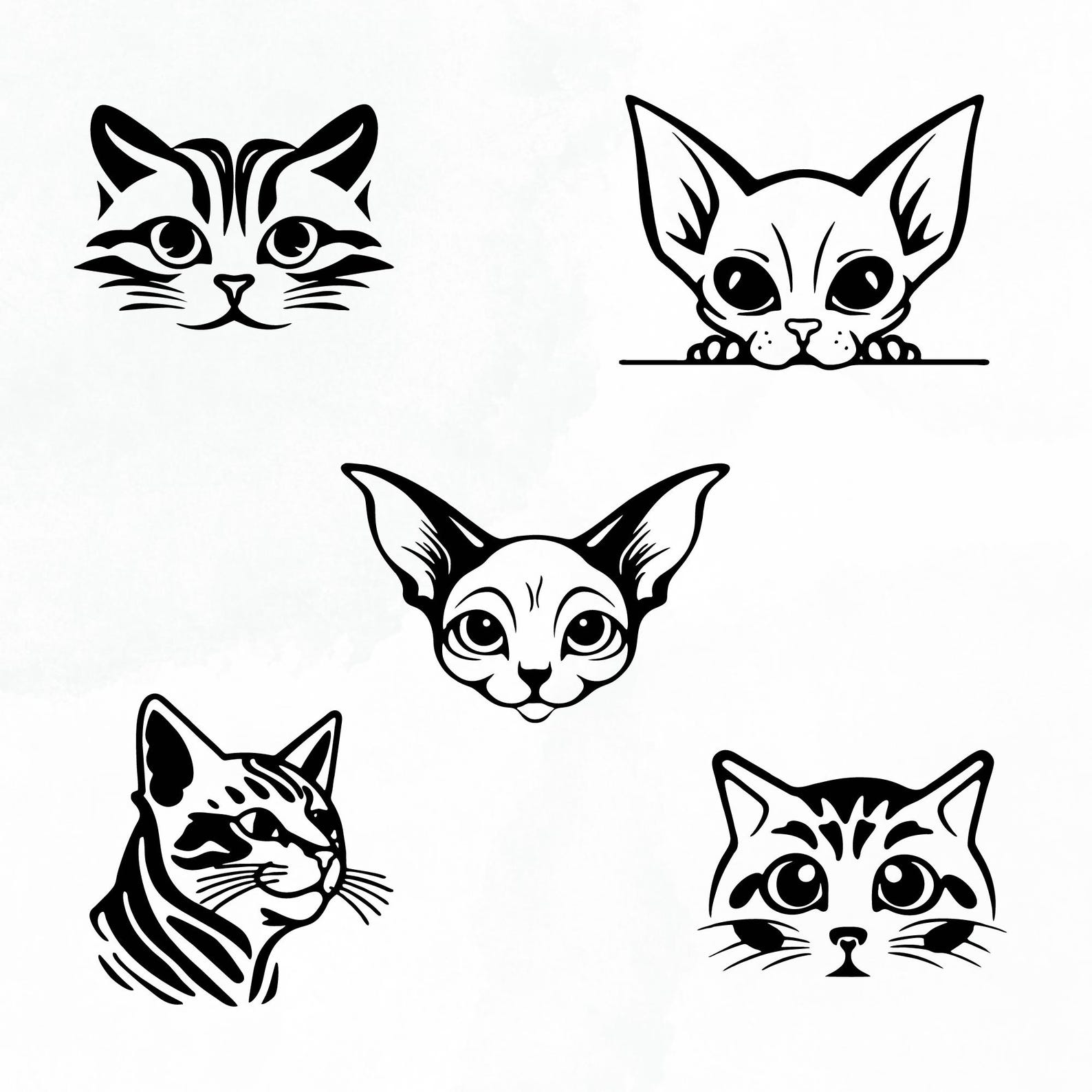 Cat Head Svg Bundle, Cat Head Clipart for Cricut, Cat Silhouette, Cat ...