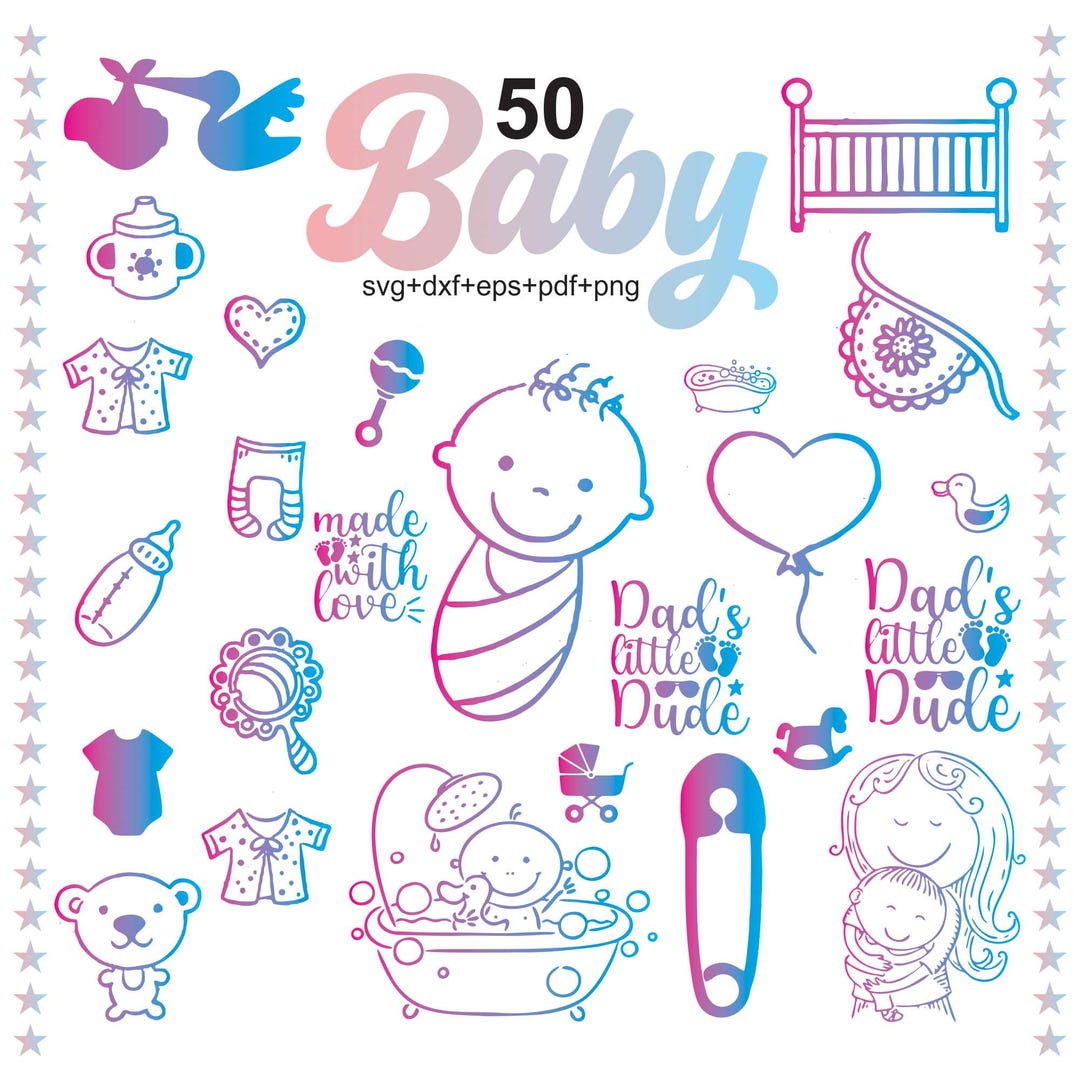 Baby Svg Bundle, Newborn Clipart for Cricut, Baby Silhouette, Baby ...