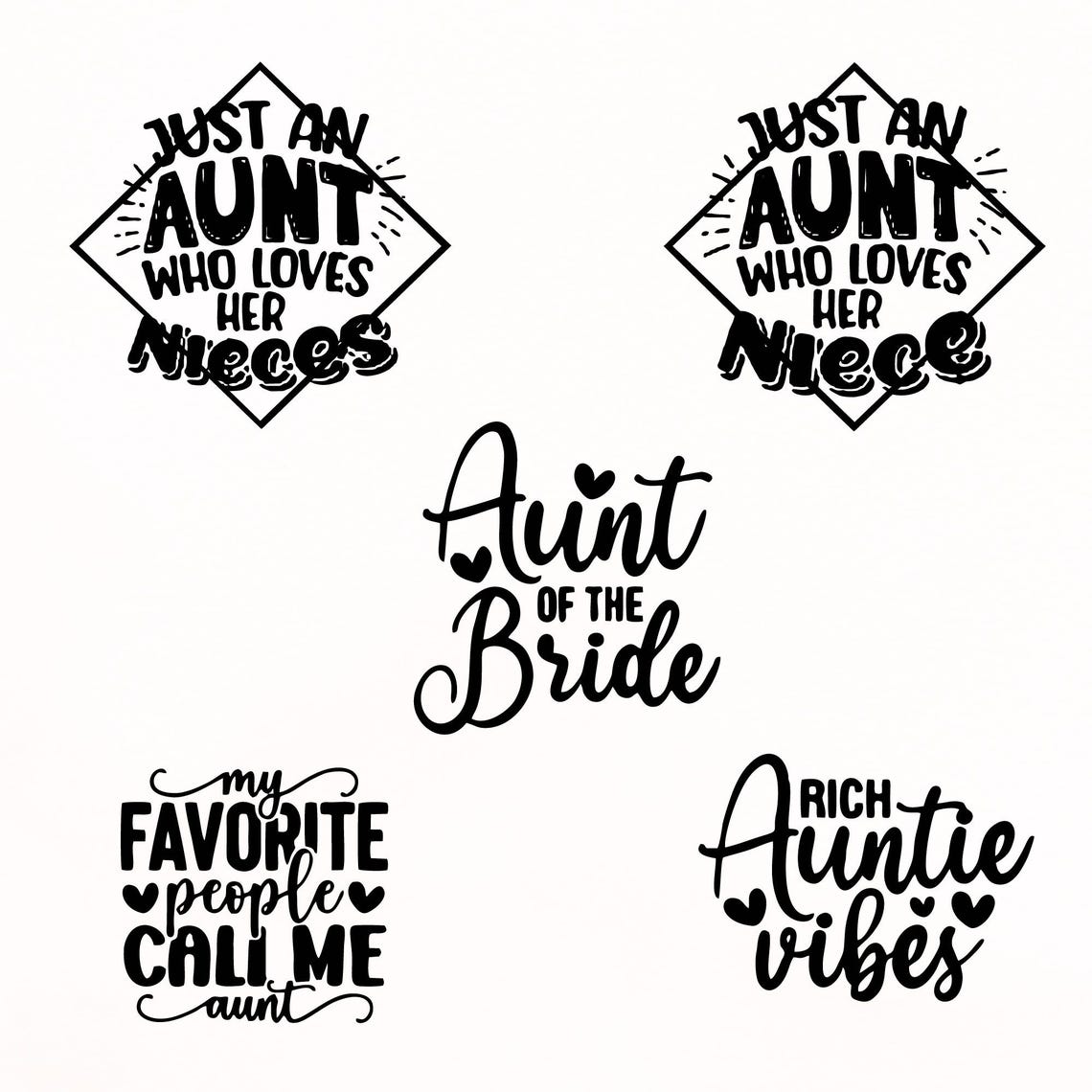 Aunt Svg Bundle, Aunt Clipart for Cricut, Auntie Silhouette, Aunt ...
