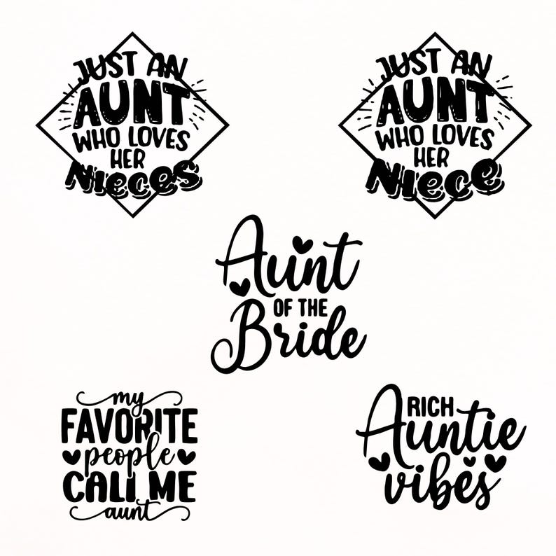 Aunt Svg Bundle, Aunt Clipart for Cricut, Auntie Silhouette, Aunt ...