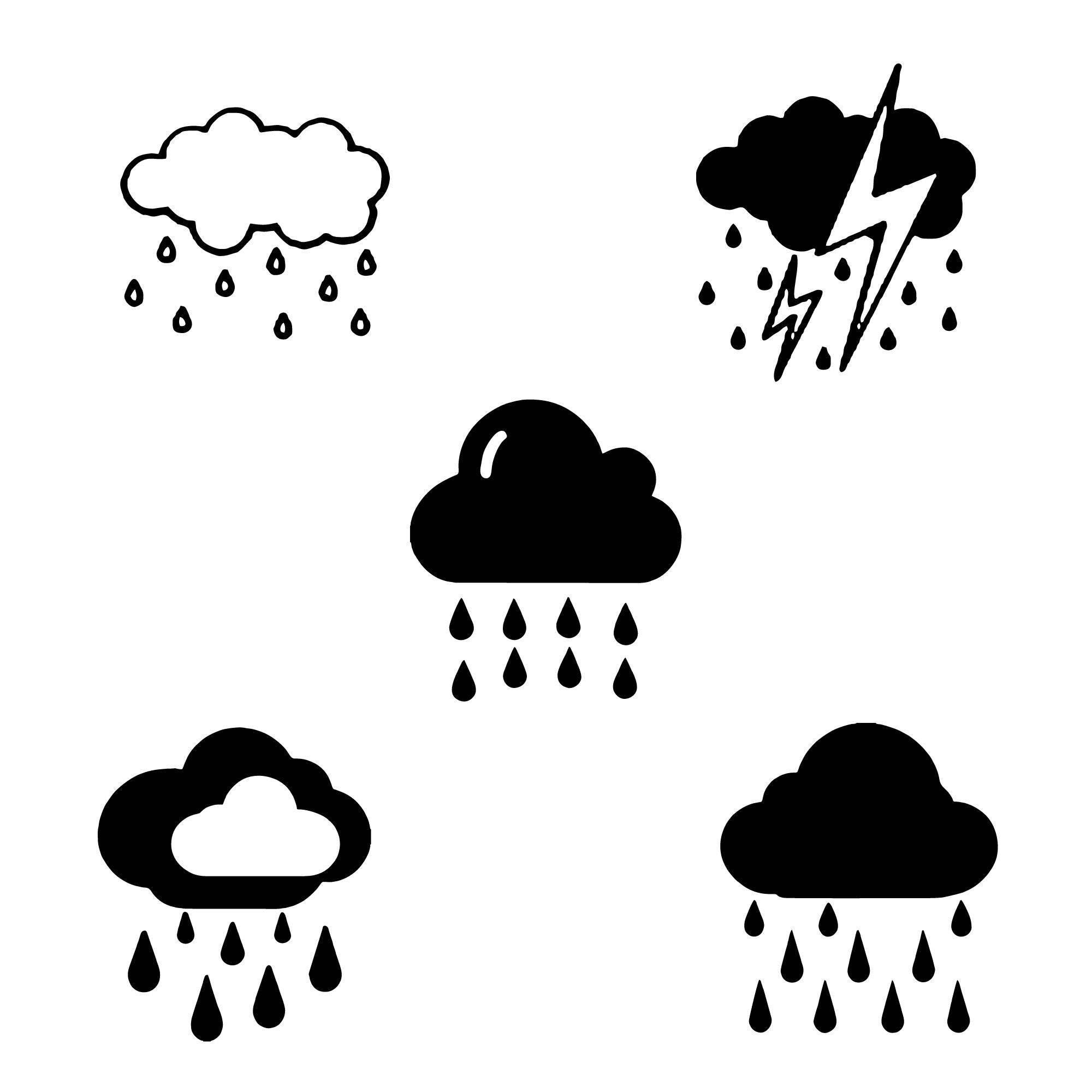 Rainy Clouds Svg Bundle Clipart Cricut Thunderstrom Clouds Silhouette ...