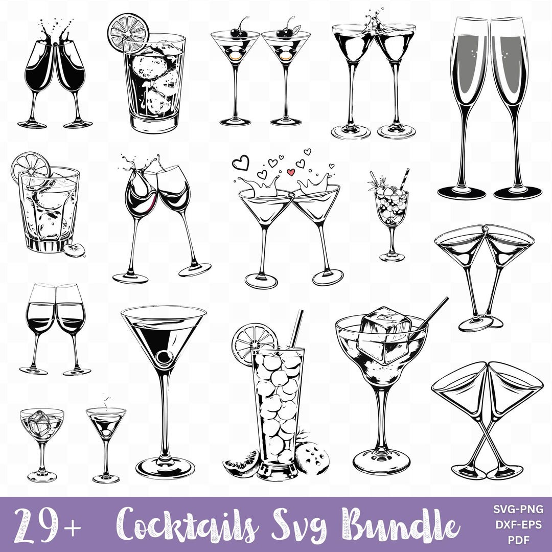 Cocktail SVG Bundle, Cocktail PNG Bundle, Shot Glass Svg, Cocktail ...