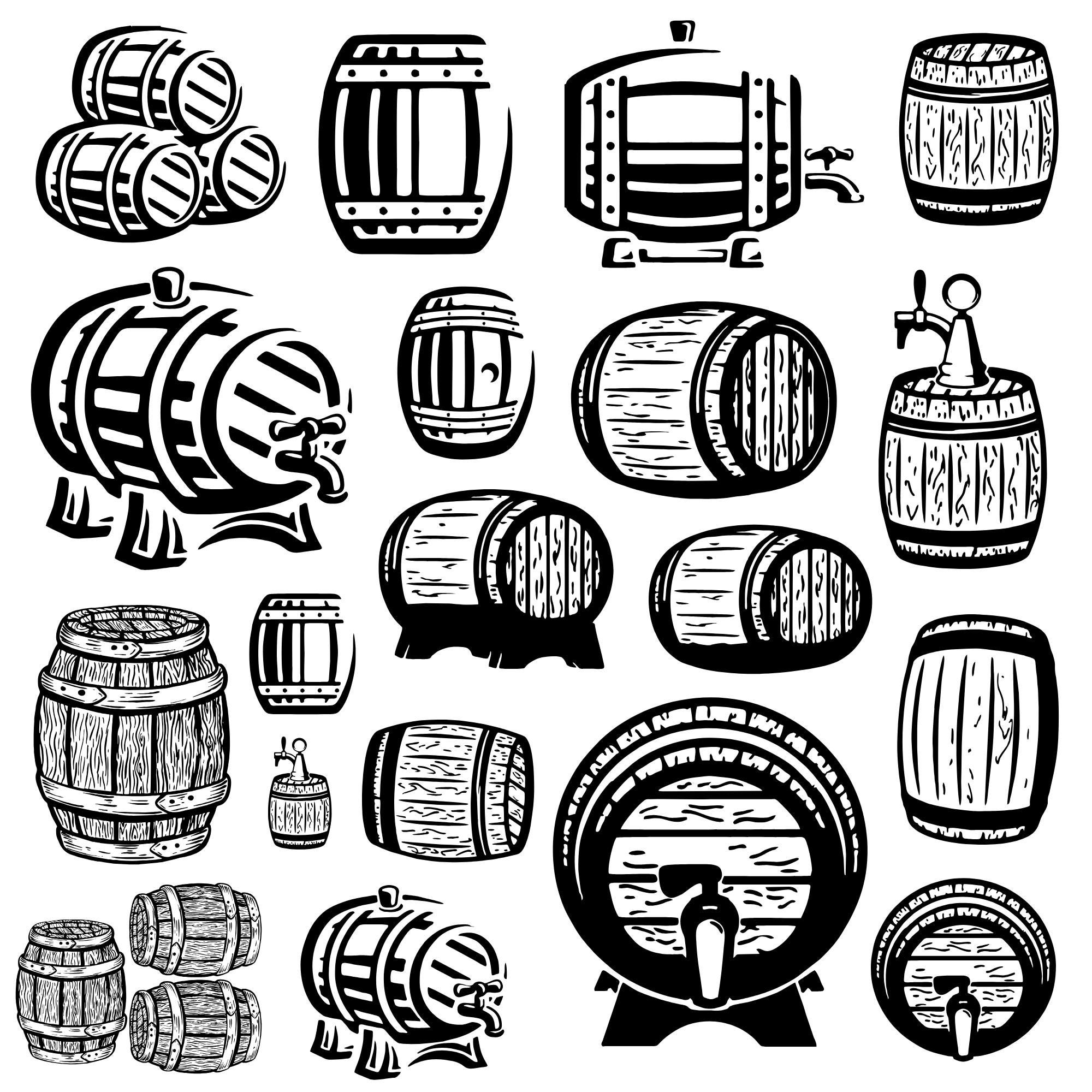 Barrel Svg Bundle, Wood Barrel Clipart, Beer Keg Vector, Barrel Decal ...