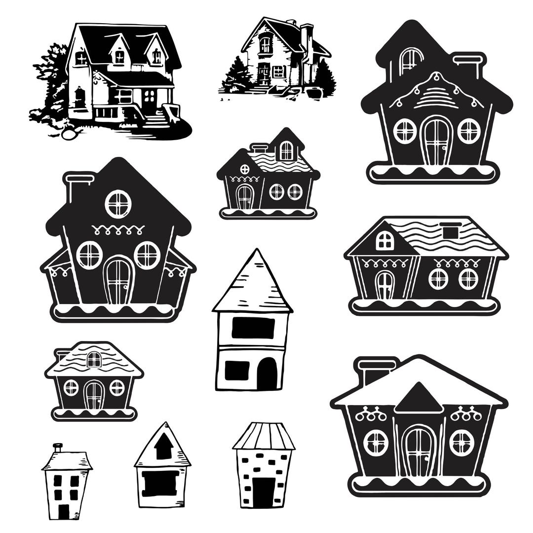 Little House Svg Bundle, Roof House Clipart, House Outline Vector, Tiny ...