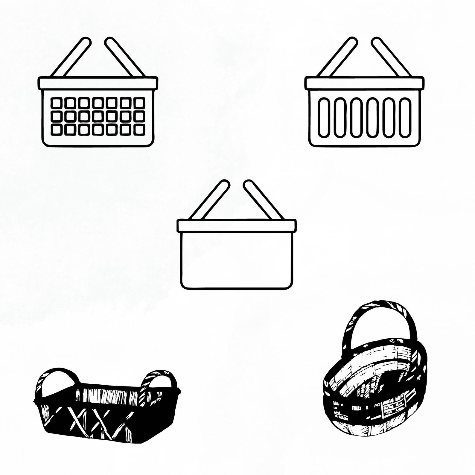 Basket Svg Bundle, Basket Clipart for Cricut, Basket Silhouette, Wicker ...