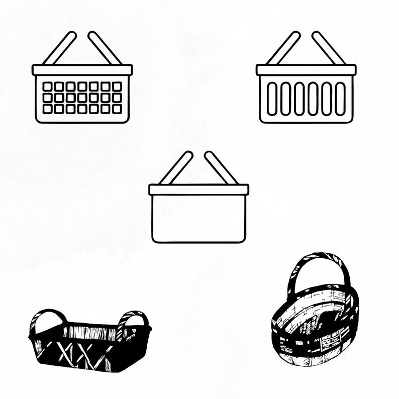 Basket Svg Bundle, Basket Clipart for Cricut, Basket Silhouette, Wicker ...