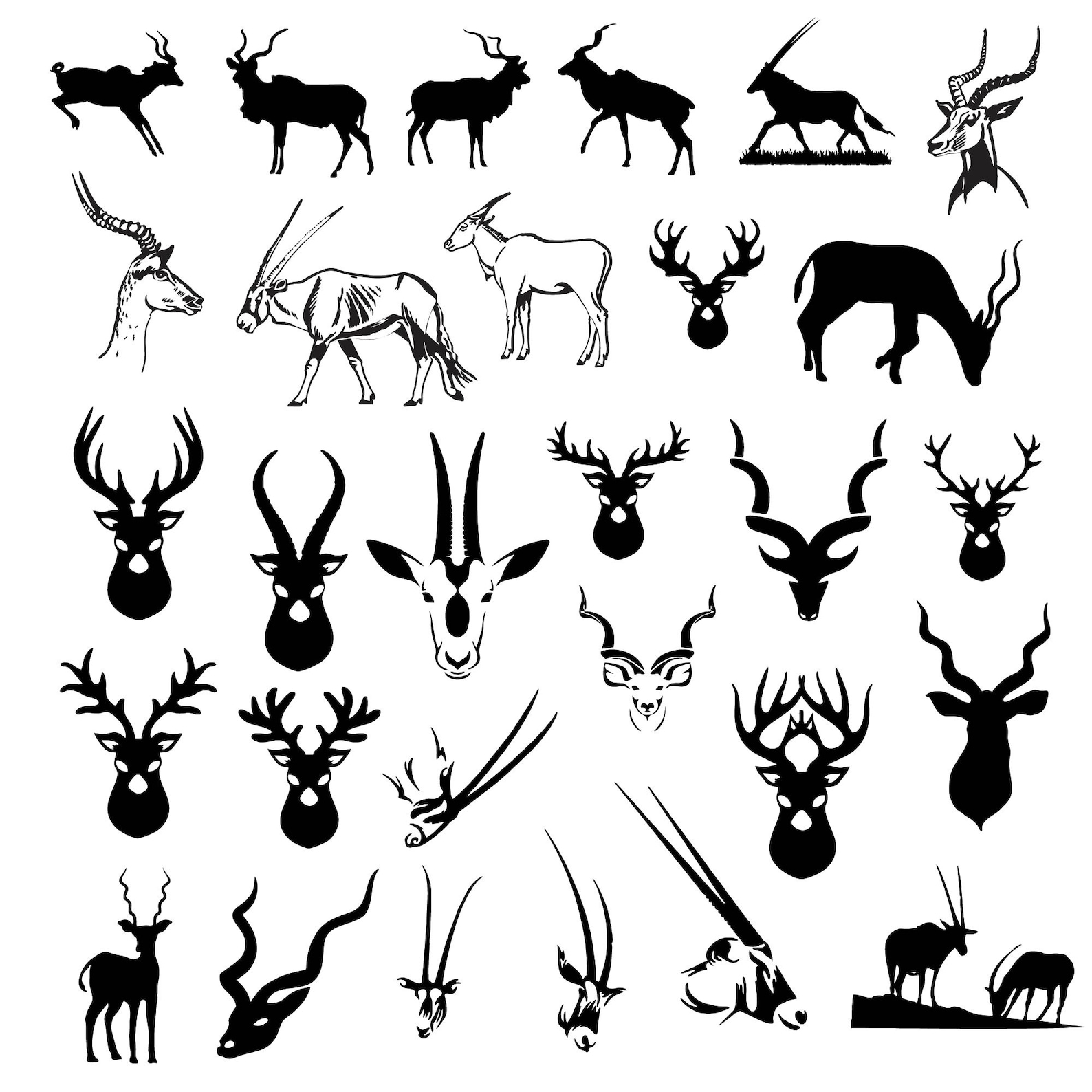 Oryx Svg Bundle, Oryx Clipart for Cricut, Animal Silhouette, Oryx ...
