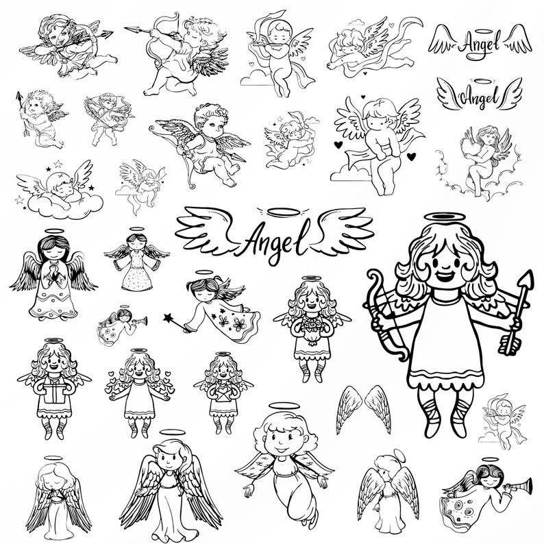 Angel Svg Bundle, Angel Clipart for Cricut, Angel Silhouette, Angel ...