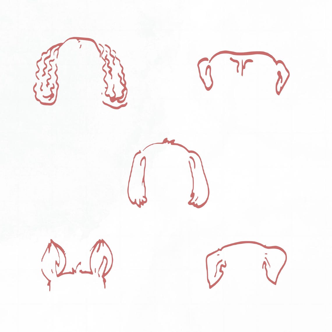 Dog Breed Ears Svg Bundle, Dog Ear Outline Clipart for Cricut, Dog Ear ...