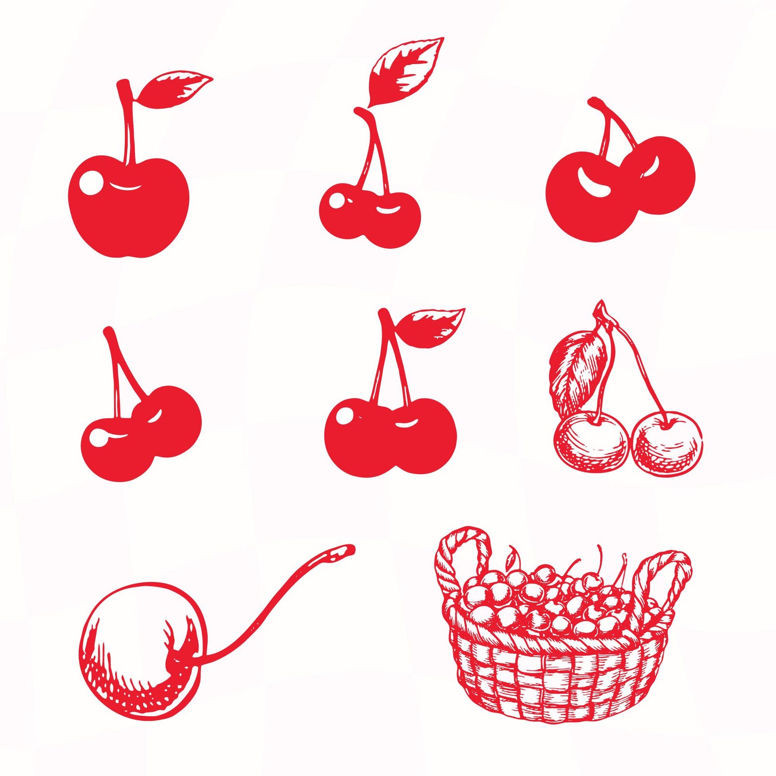 Cherry Svg Bundle , Cherry Clipart for Cricut, Fruit Silhouette, Cherry ...