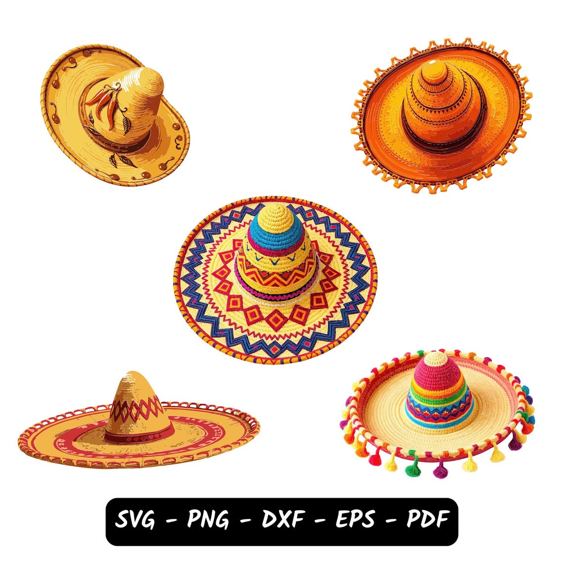 Sombrero SVG Bundle, Sombrero Clipart, Fiesta Svg, Sombrero Silhouette ...
