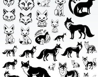 Fox Svg Bundle, Fox Clipart for Cricut, Woodland Fox Silhouette, Fox ...