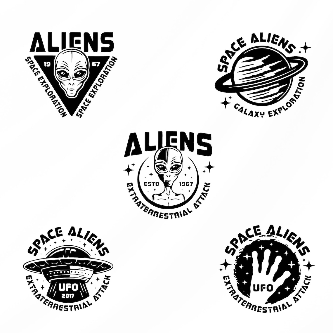 Alien Svg Bundle, Alien Clipart for Cricut, Alien Ship Silhouette ...
