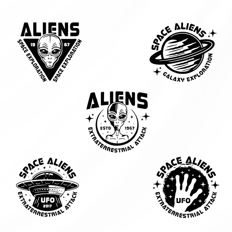 Alien Svg Bundle, Alien Clipart for Cricut, Alien Ship Silhouette ...