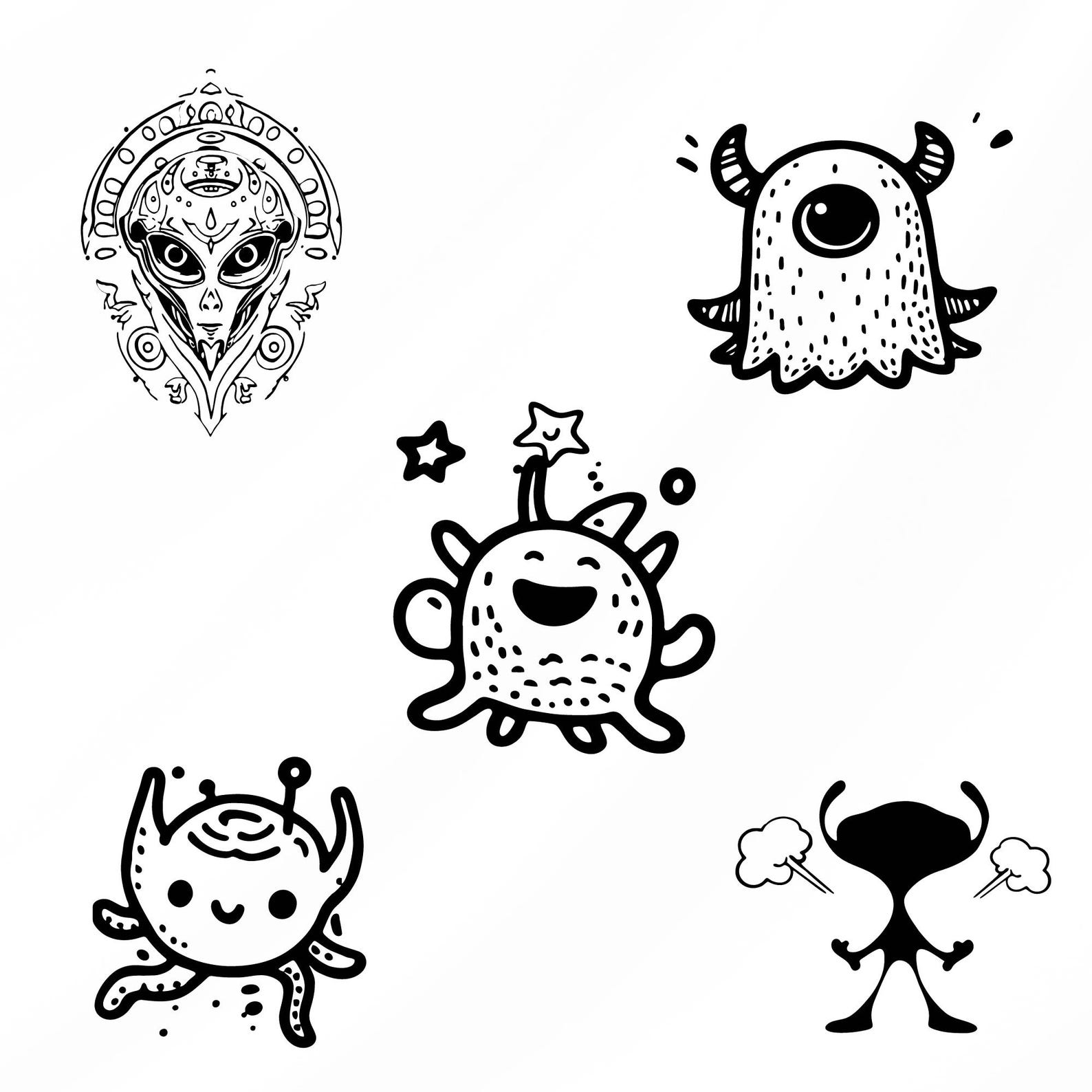 Alien Svg Bundle, Alien Clipart for Cricut, Alien Ship Silhouette ...