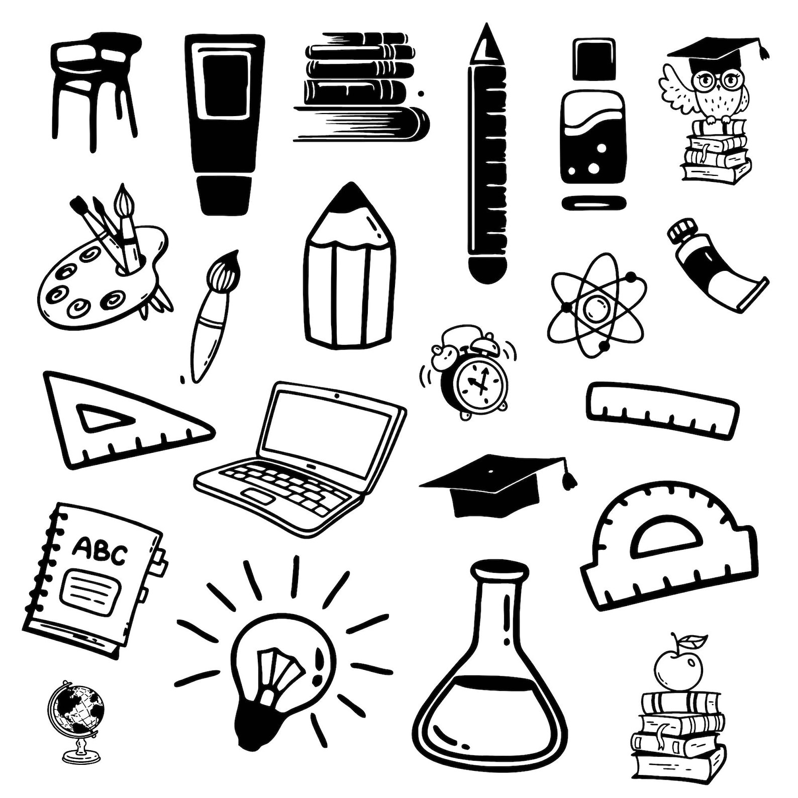 Back to School Svg Bundle, School Clipart for Cricut, School Supplies ...