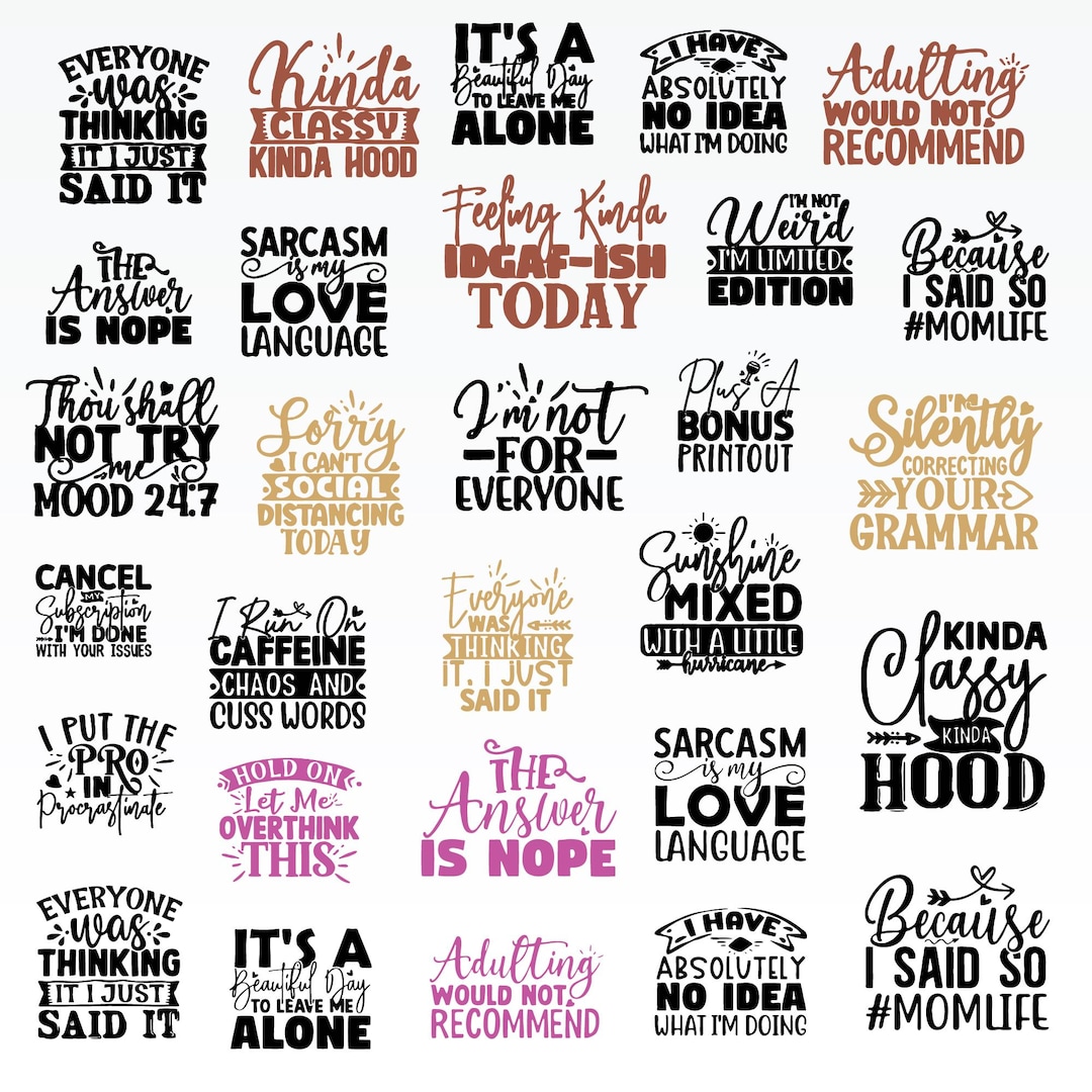Sarcasm Svg Bundle, Sarcasm Clipart for Cricut, Sarcasm Silhouette ...