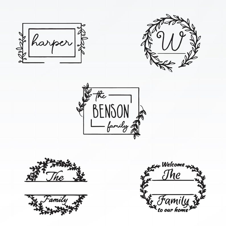 Family Name Monogram Svg Bundle, Family Name Monogram Clipart for ...