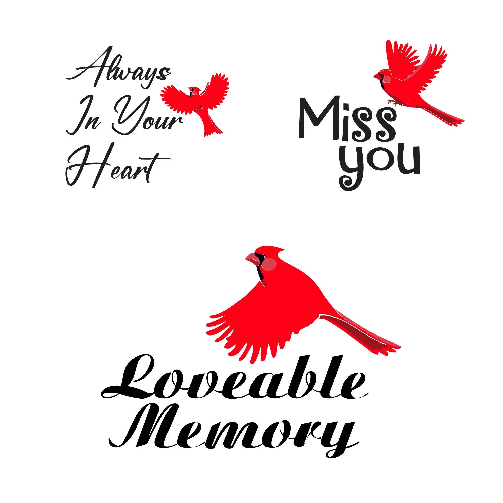 Cardinal Memorial Svg Bundle, Memorial Clipart, Always With You Vector ...