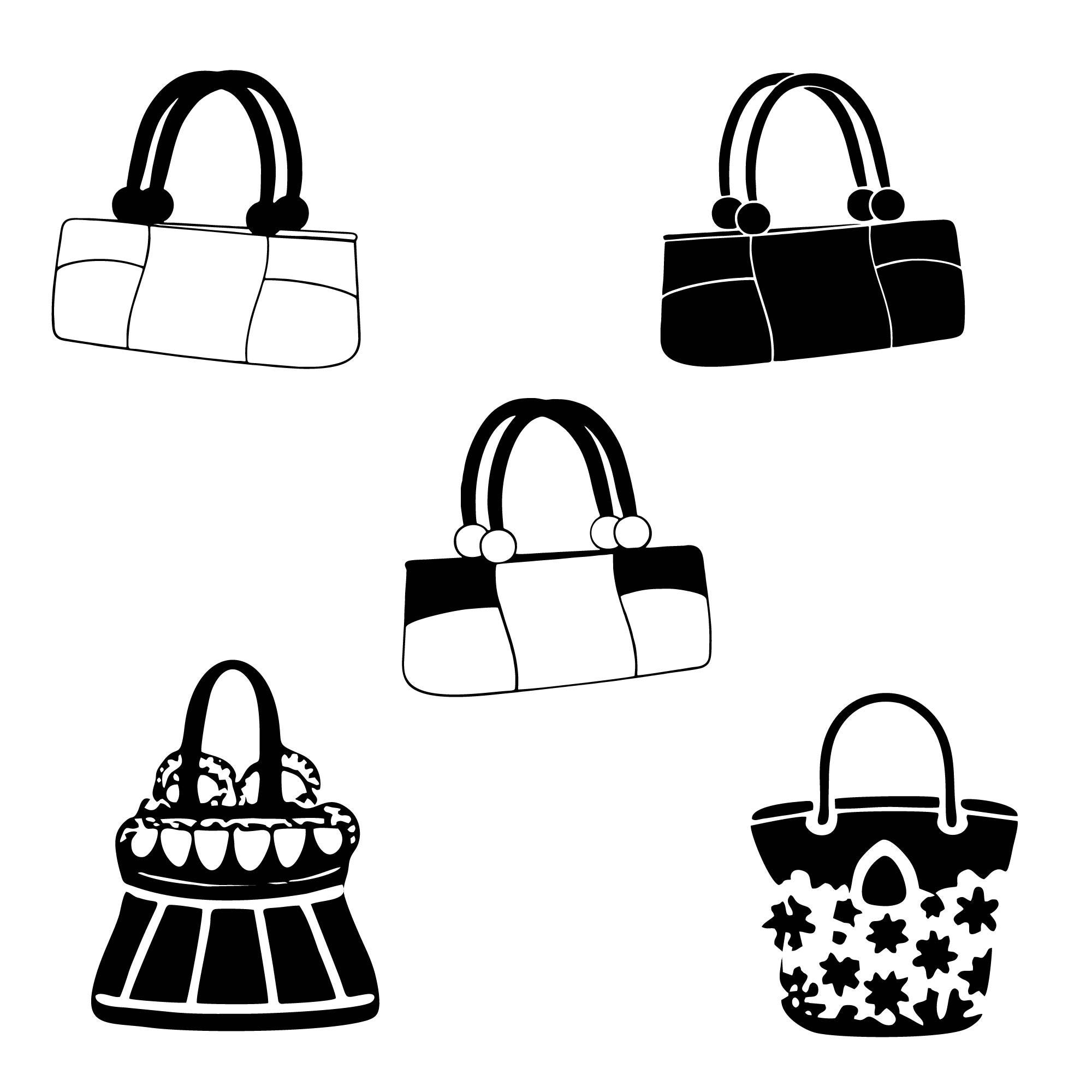 Handbag Svg Bundle, Handbag Clipart for Cricut, Purse Silhouette ...