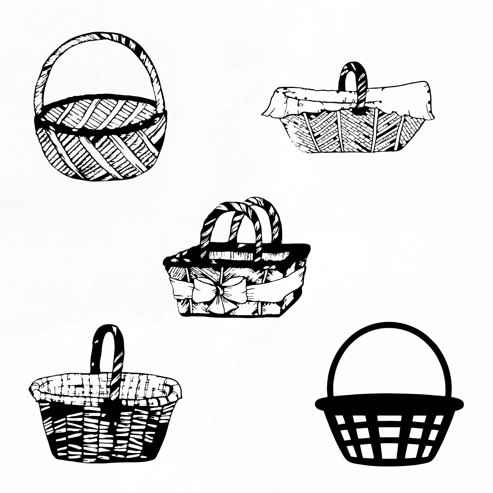 Basket Svg Bundle, Basket Clipart for Cricut, Basket Silhouette, Wicker ...