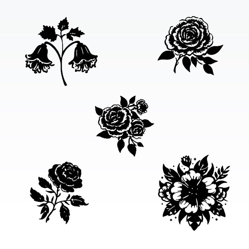 Roses Svg Bundle, Roses Clipart for Cricut, Rose Flower Silhouette ...