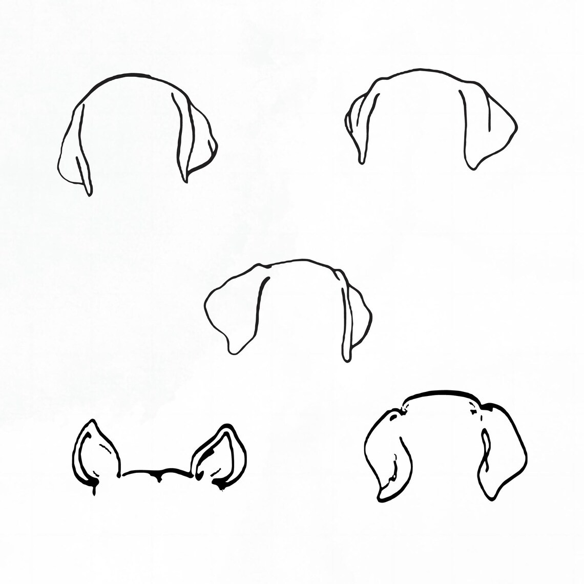 Dog Breed Ears Svg Bundle, Dog Ear Outline Clipart for Cricut, Dog Ear ...