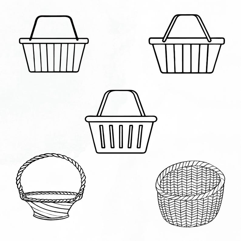Basket Svg Bundle, Basket Clipart for Cricut, Basket Silhouette, Wicker ...