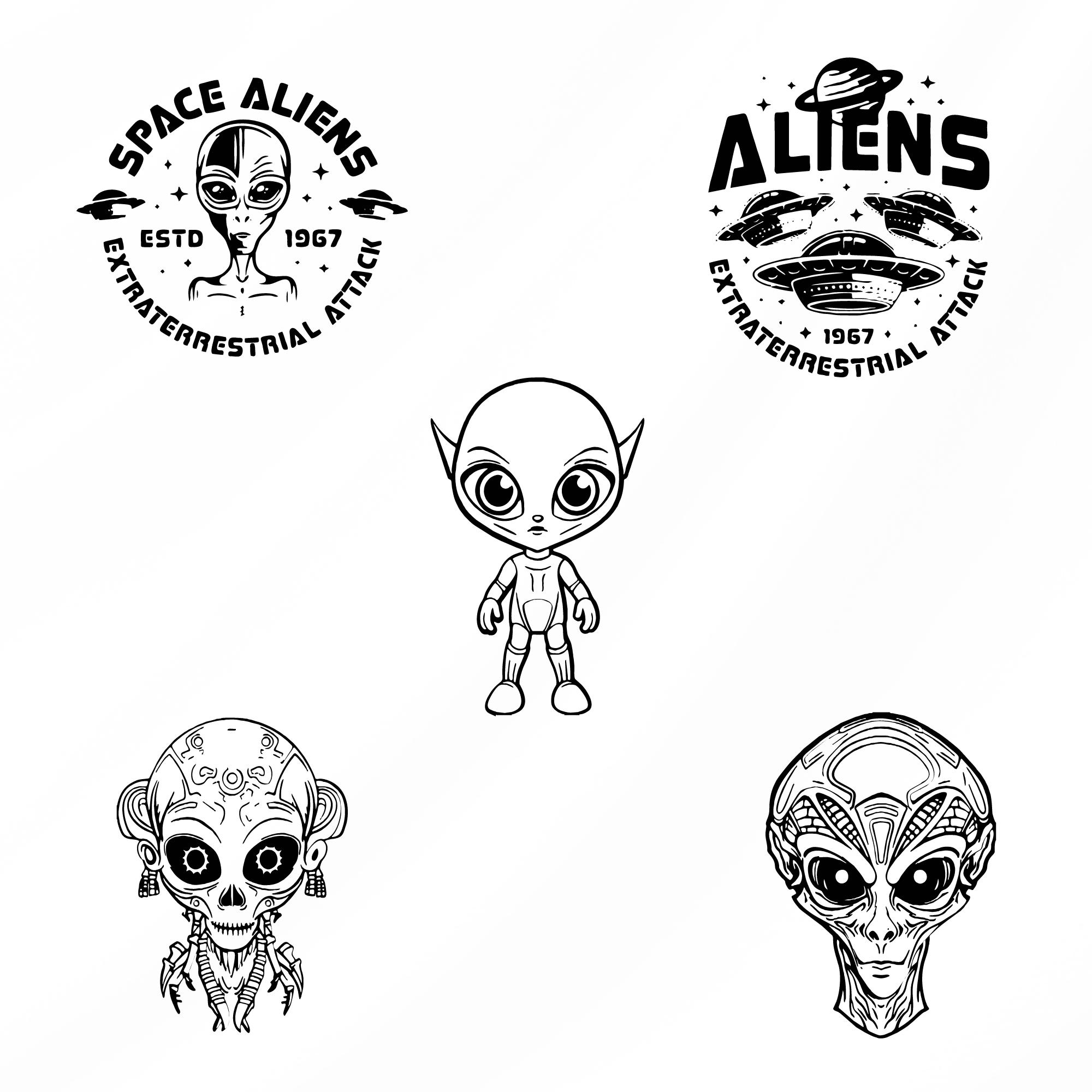 Alien Svg Bundle, Alien Clipart for Cricut, Alien Ship Silhouette ...