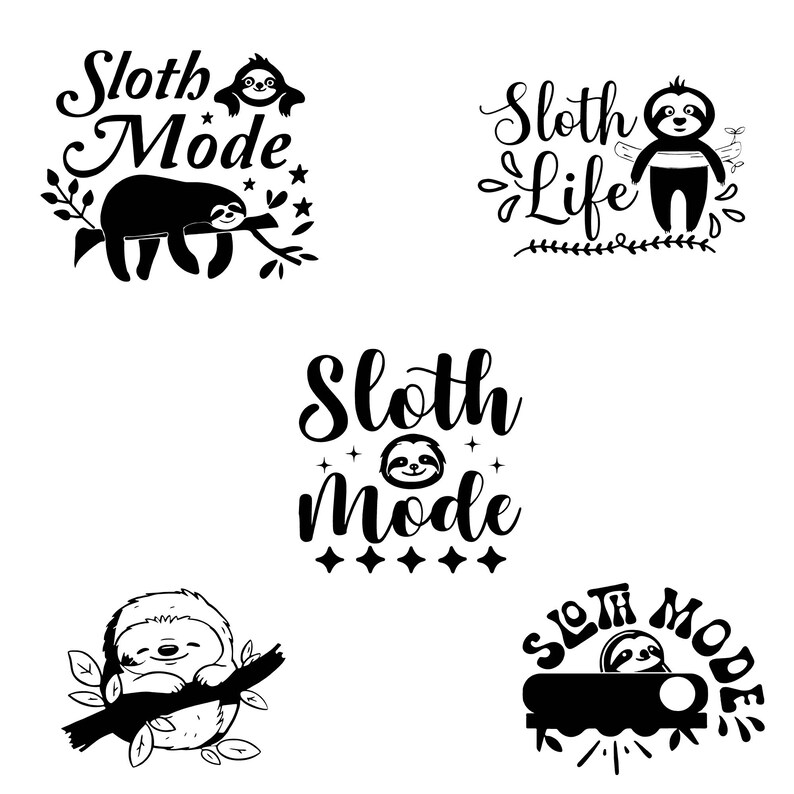 Sloth Svg Bundle, Sloth Clipart for Cricut, Cute Sloth Silhouette ...