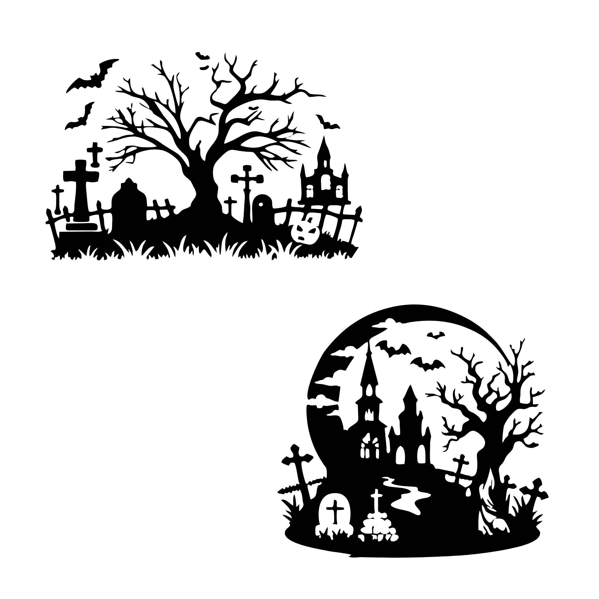 Halloween Scene Svg Bundle, Halloween Clipart, Spooky Scenes Vector ...