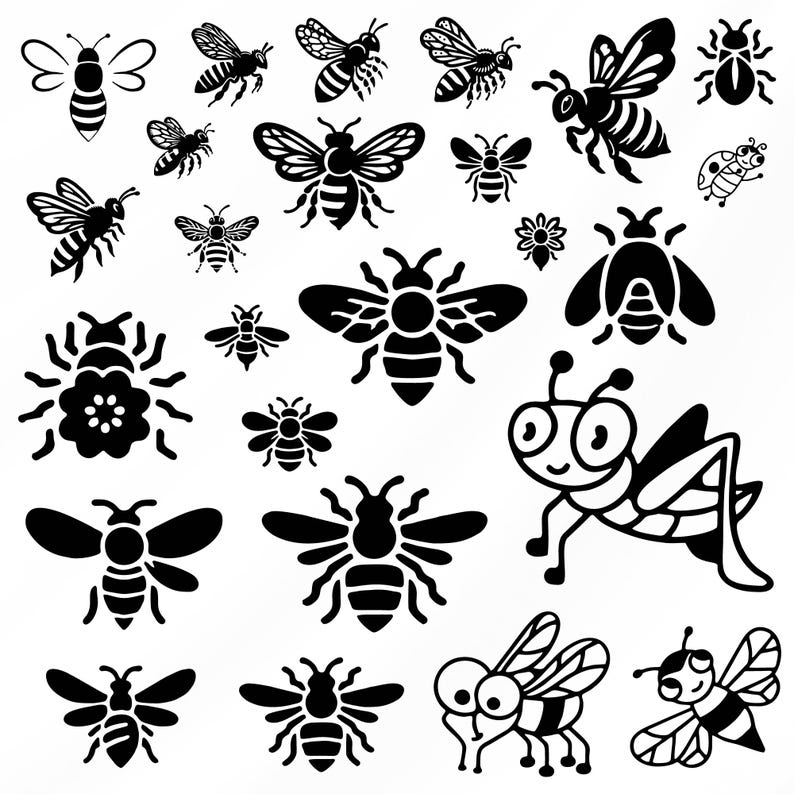 Bee Svg Bundle Clipart Cricut Bee Silhouette Bee Vector Honey Bee ...